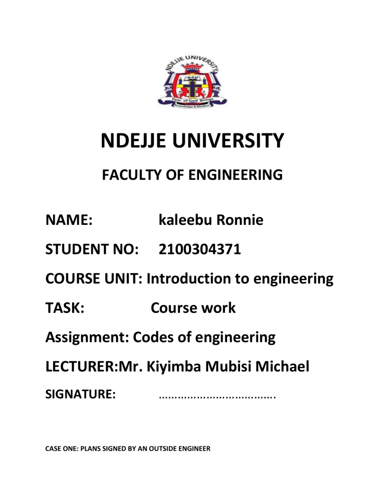 Engineering Codes Coursework Assignment