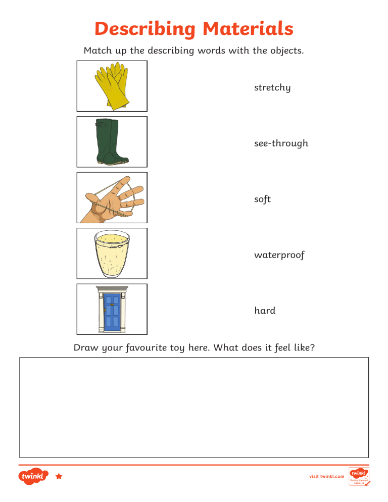 Describing Materials Worksheet: Properties & Adjectives
