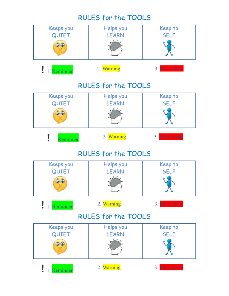 Classroom Rules Poster: Quiet, Learn, Self