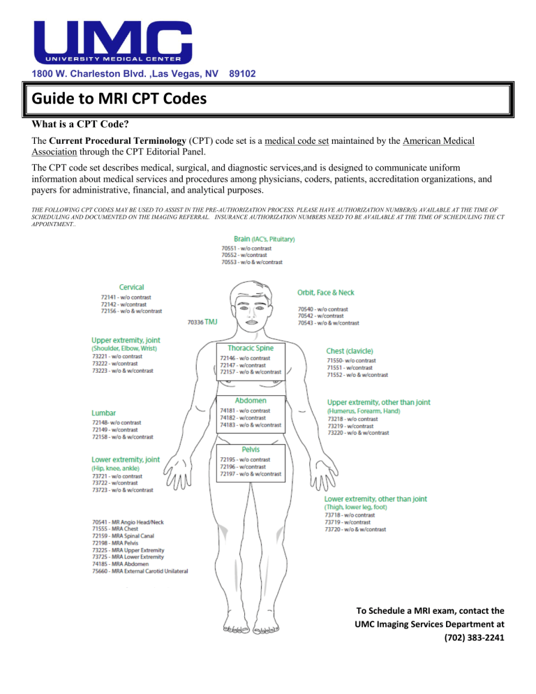 MRI CPT Codes Guide - Las Vegas Imaging Services