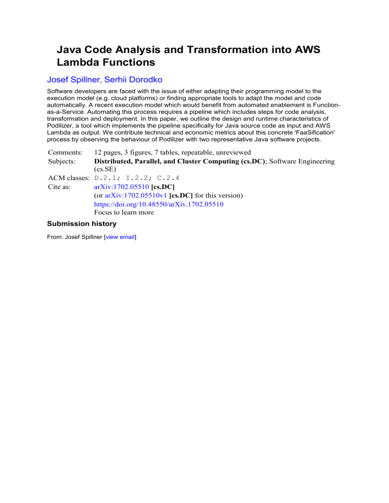 Java to AWS Lambda Transformation with Podilizer