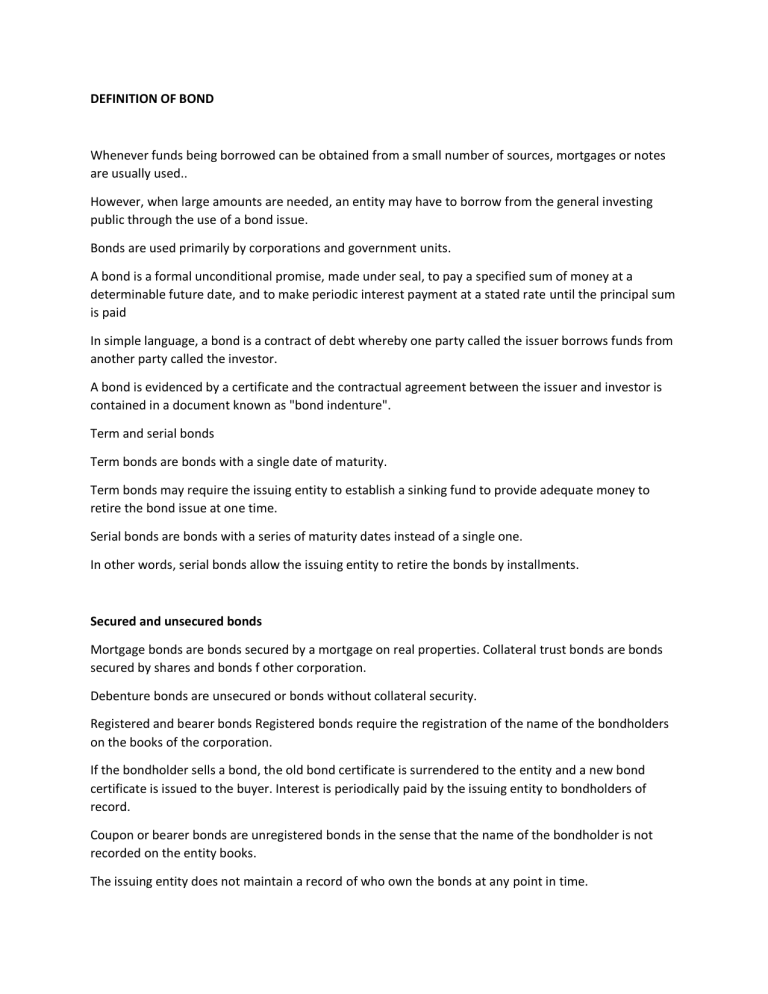 Understanding Bonds: Definition, Types, and Features
