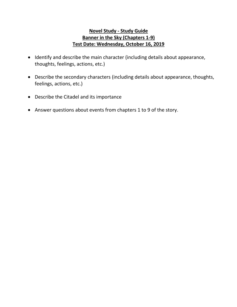 Banner in the Sky Study Guide (Chapters 1-9)
