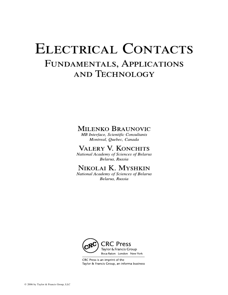 Electrical Contacts: Fundamentals, Applications, Technology