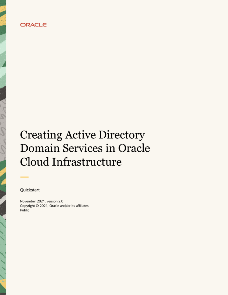 Active Directory in Oracle Cloud Infrastructure Quickstart