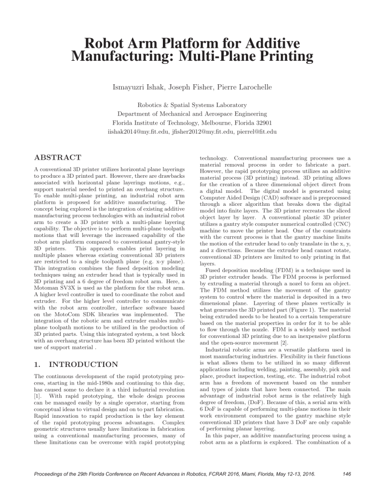 Robot Arm Additive Manufacturing: Multi-Plane Printing