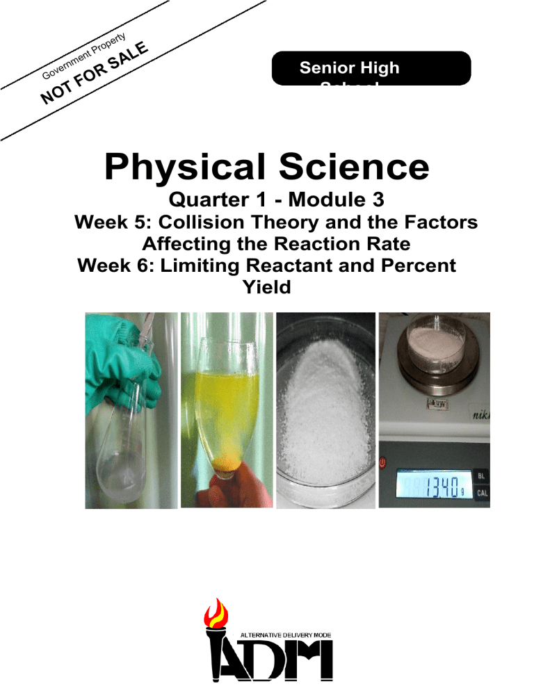 Collision Theory, Limiting Reactants, Percent Yield - Physical Science