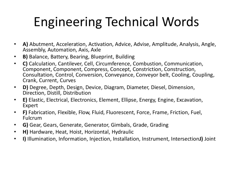 Engineering Technical Vocabulary List