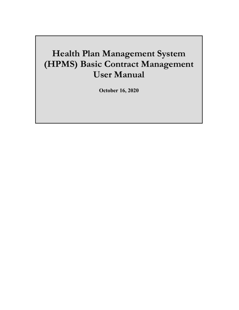 HPMS Basic Contract Management User Manual