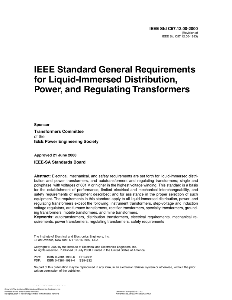 IEEE Standard for Liquid-Immersed Transformers