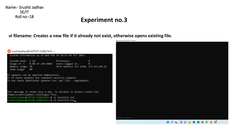Linux vi Editor Lab Experiment