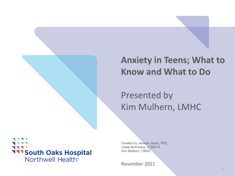 Anxiety presentation