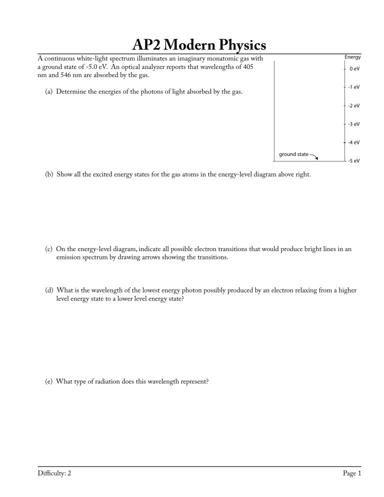 Modern Physics Worksheet: Energy, Decay, Relativity