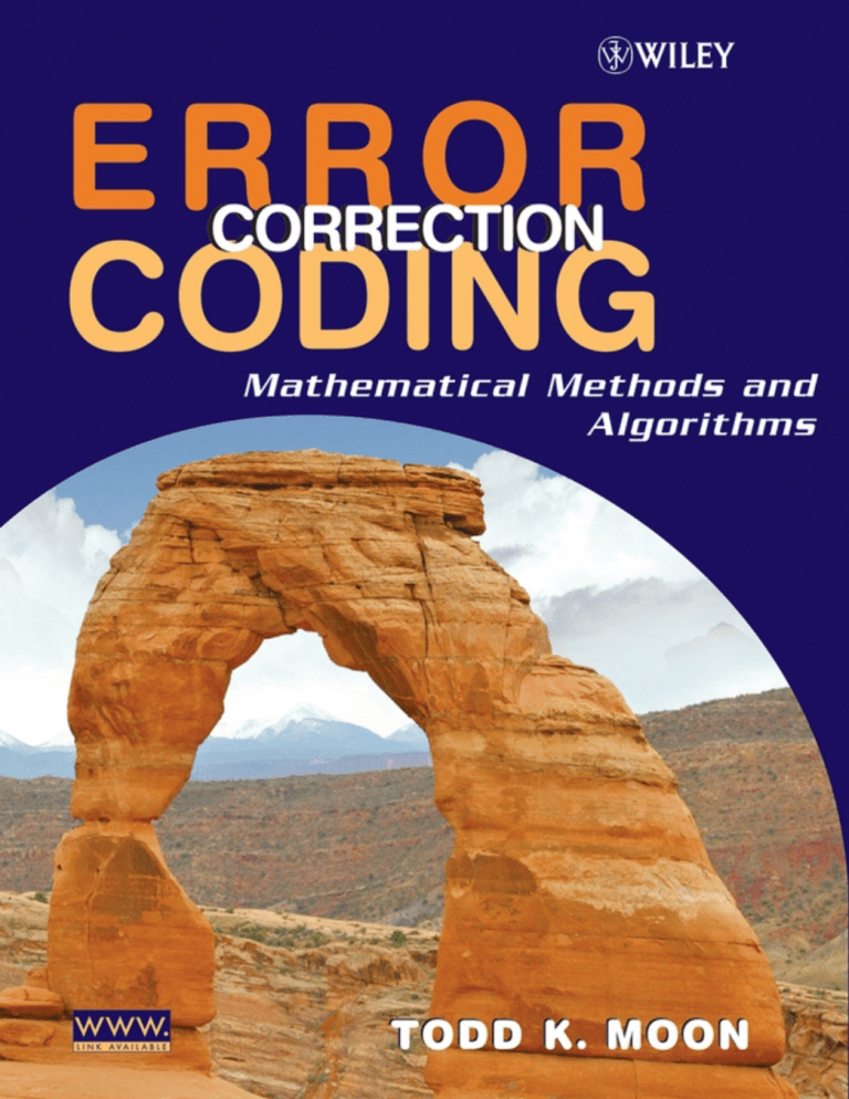 Error Correction Coding Mathematical Methods And Algorithms Todd K Moon