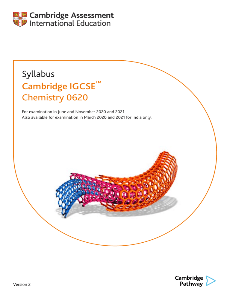 Cambridge IGCSE Chemistry 0620 Syllabus