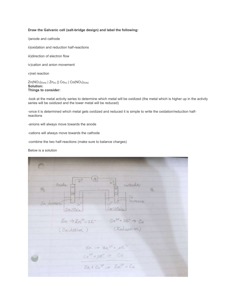 Galvanic Cell Worksheet: Salt-Bridge Design