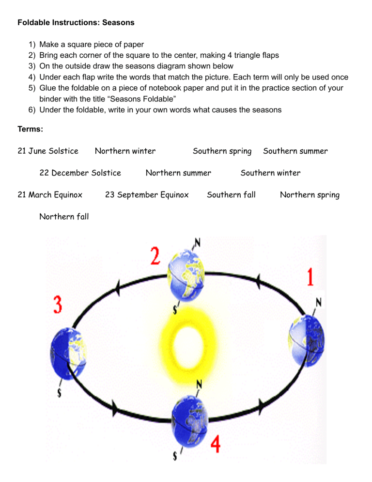 Seasons Foldable Instructions