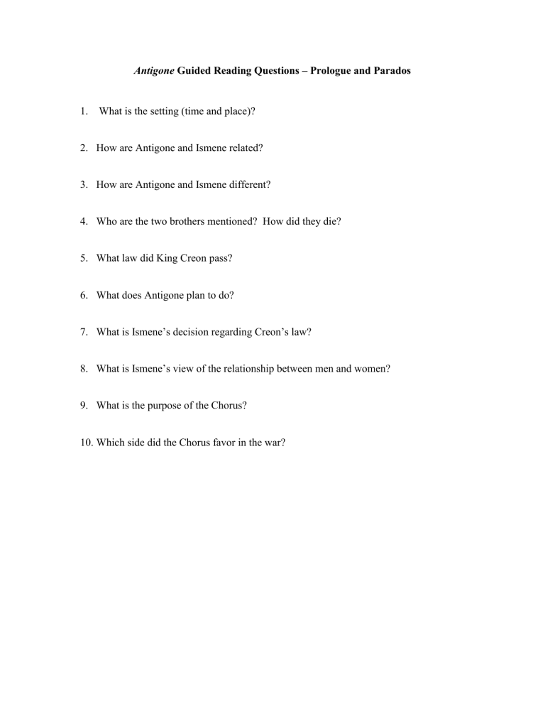 Antigone Worksheet 1