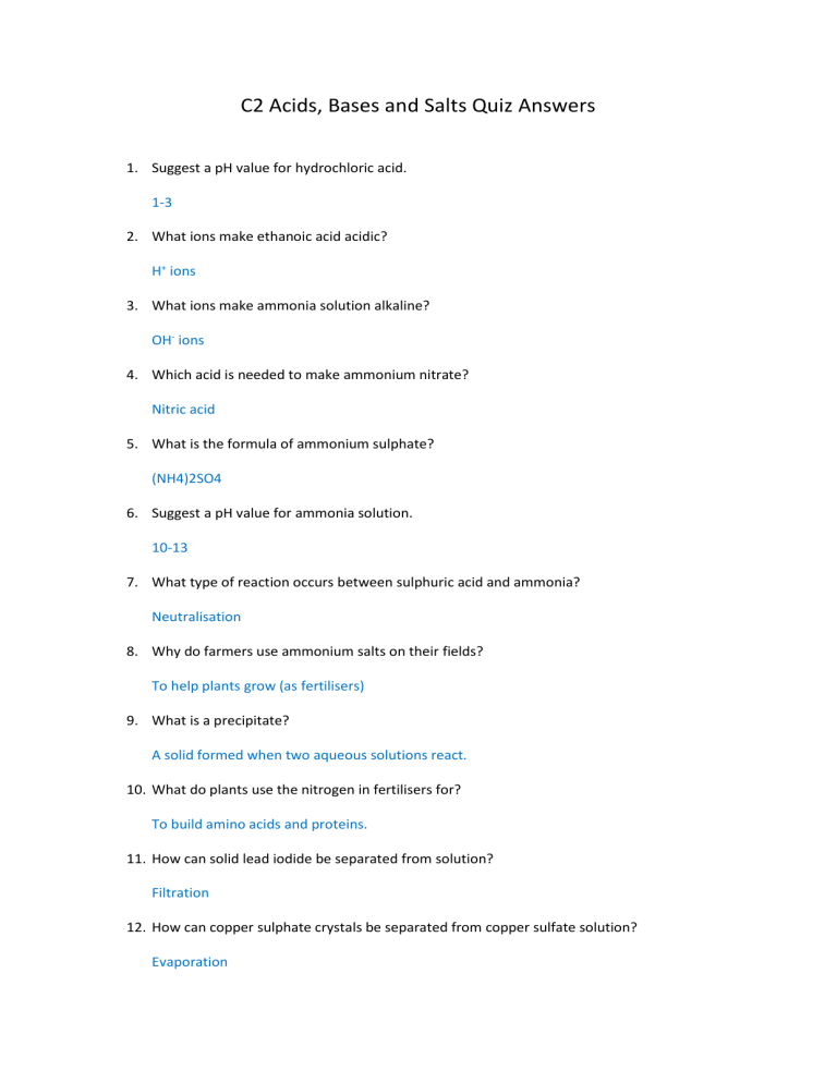 c2 acids bases and salts quiz answers