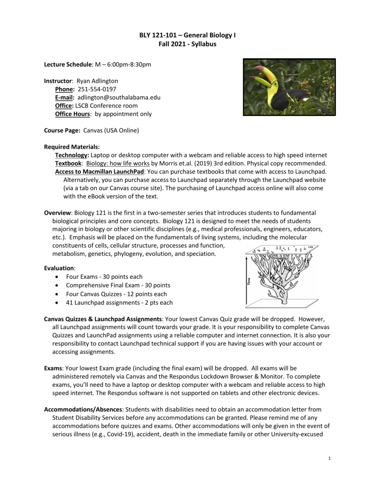 General Biology I Syllabus - Fall 2021