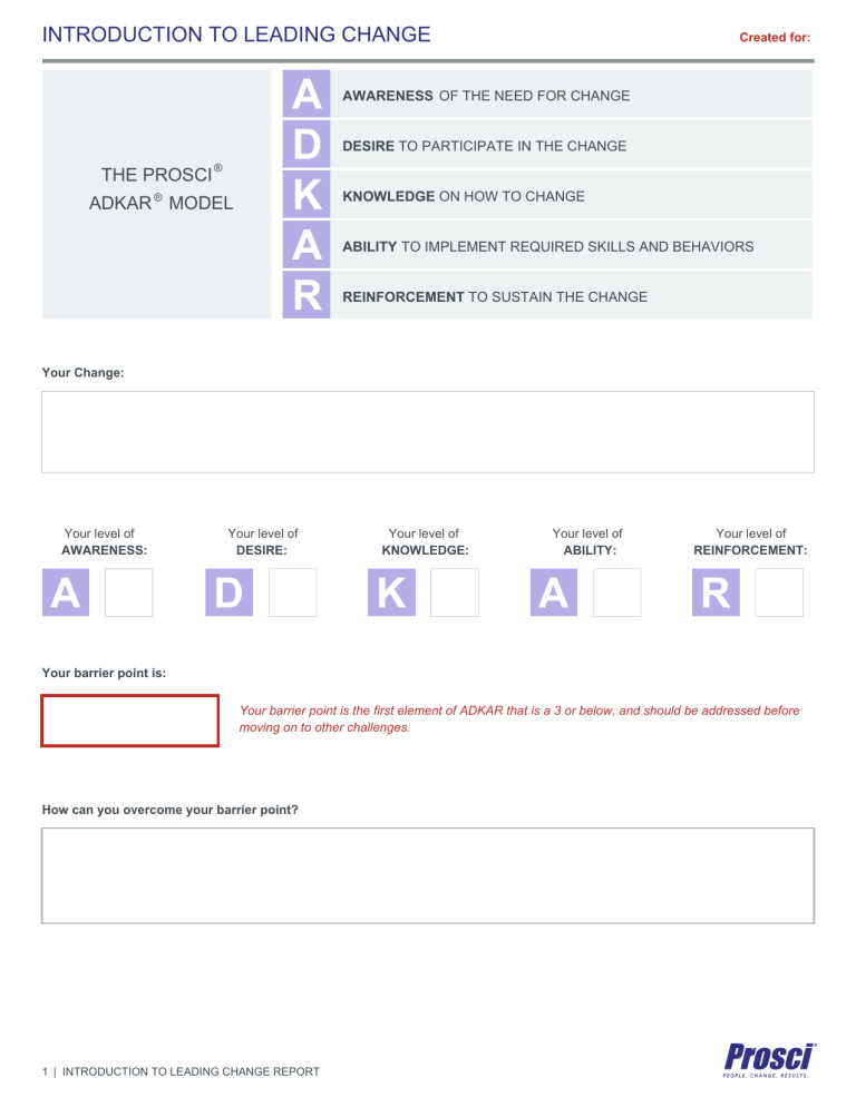 Prosci Leading Change Report