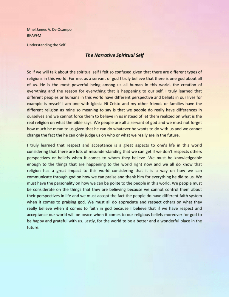 Narrative Spiritual Self