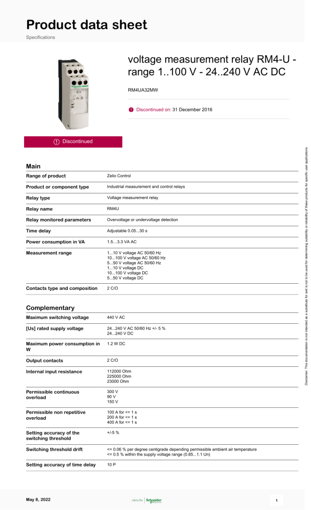 Harmony Control Relays RM4UA32MW