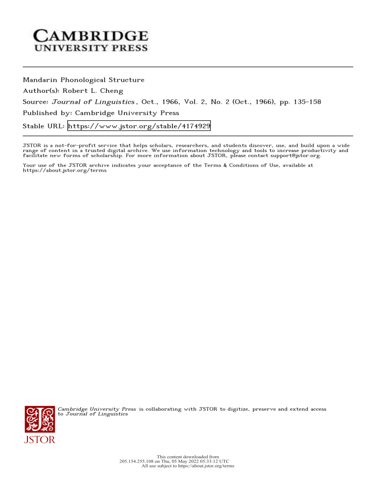 Mandarin phonological structure