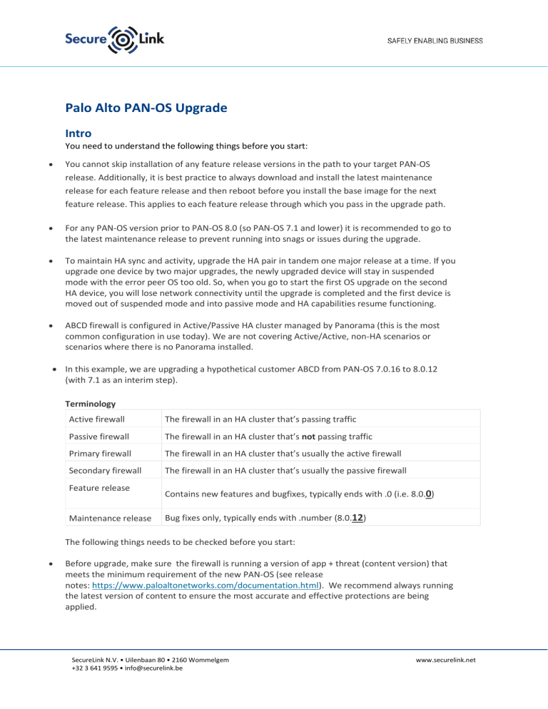 Palo Alto PAN-OS Upgrade Guide