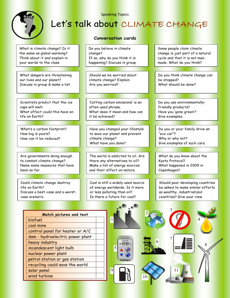 Climate Change Discussion Worksheet