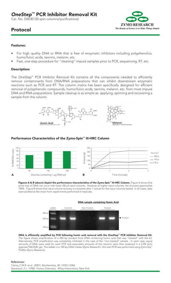 d6030 onestep pcr inhibitor removal kit