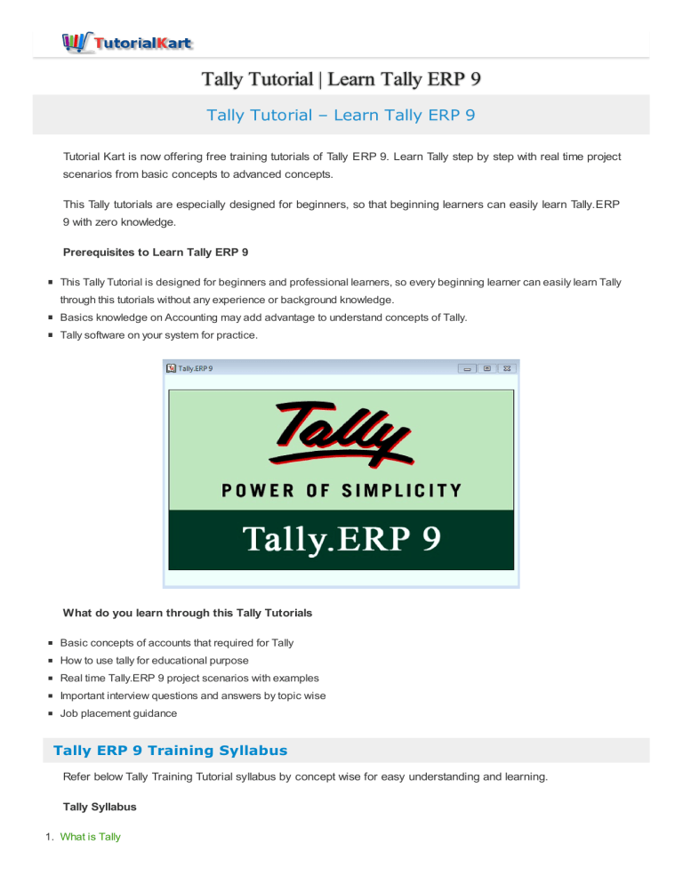 Learn Tally ERP 9: Free Tutorial for Beginners