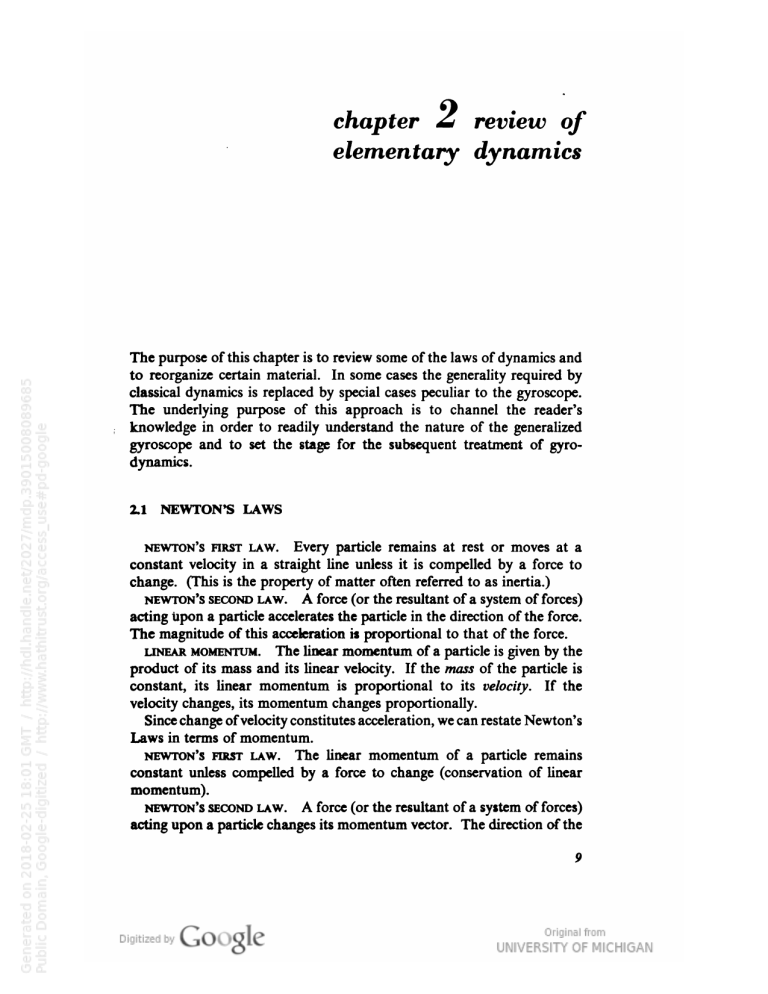 Elementary Dynamics 1