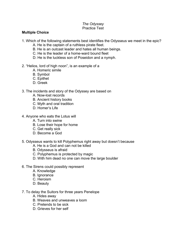 odyssey practice test
