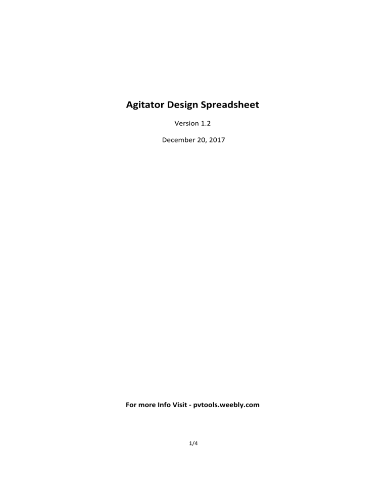 Agitator Design Spreadsheet Documentation