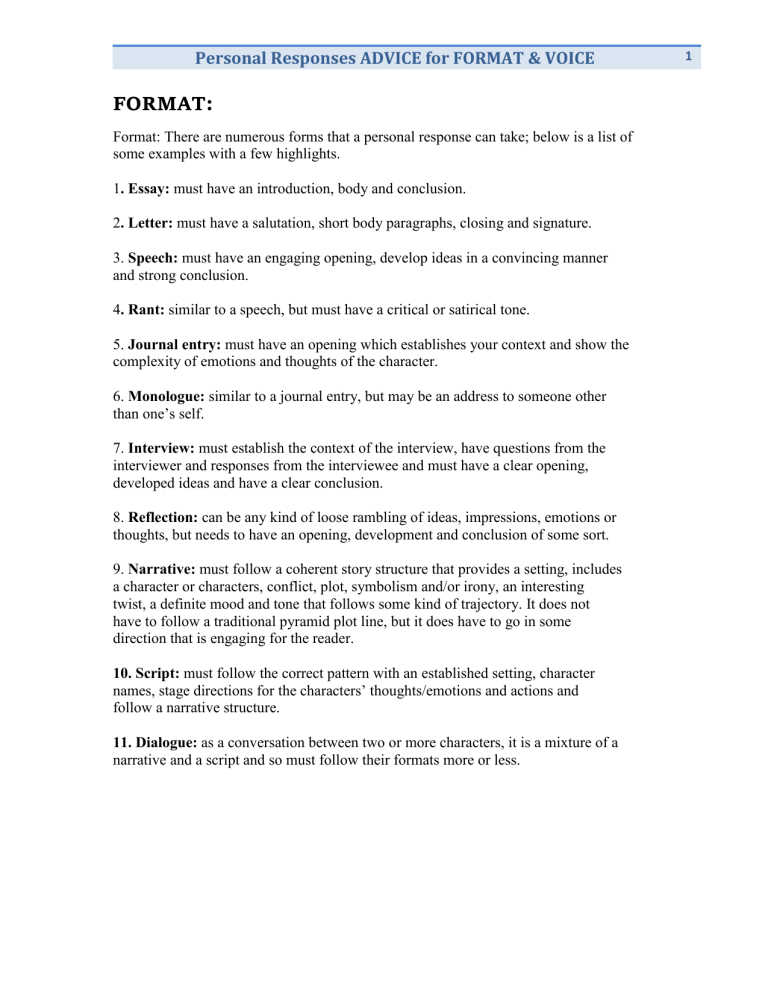 voice and format personal