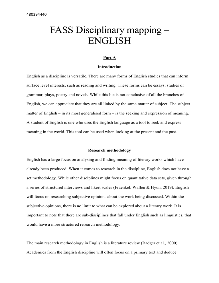 FASS Disciplinary mapping