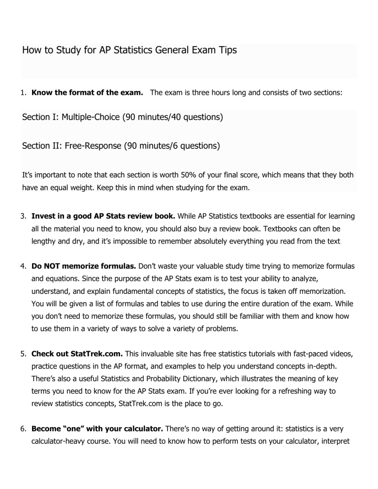 How To Study For AP Statistics General Exam Tips