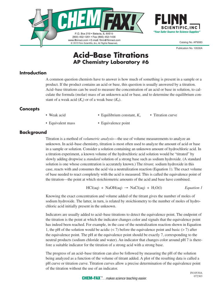 Acid-Base Titration Lab: AP Chemistry Experiment