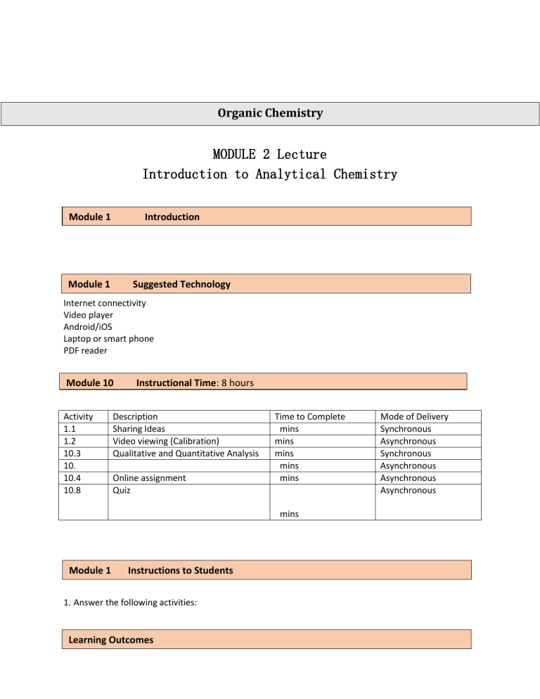 Module 1 Unit 1 Organic Chemistry