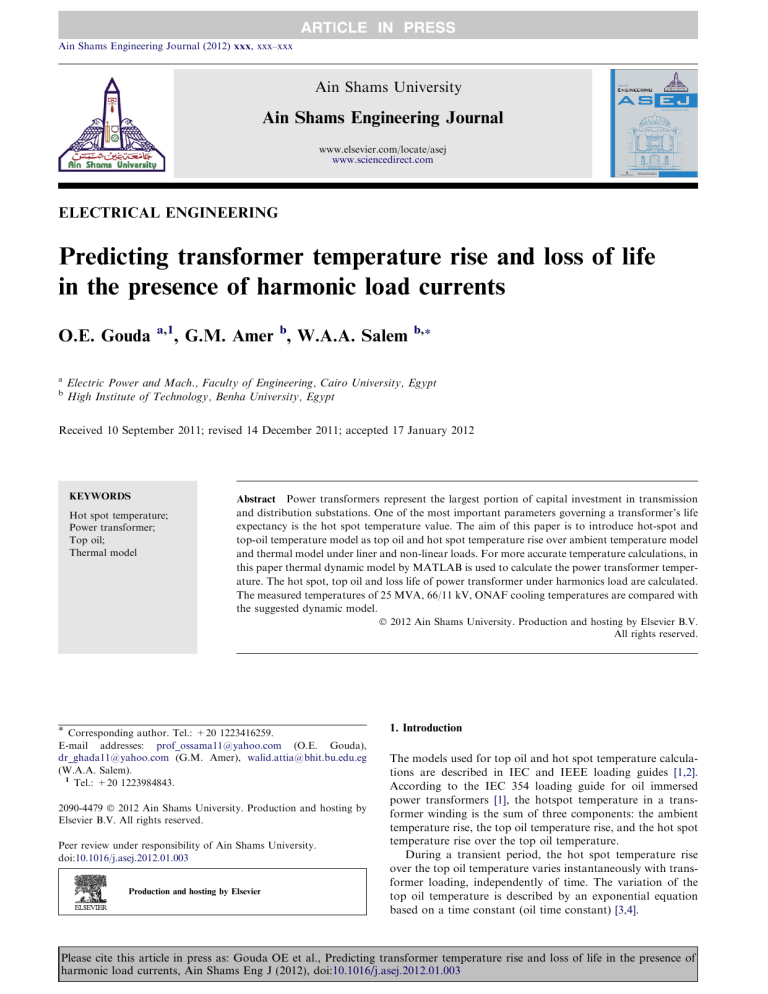 Transformer Temperature Rise Prediction with Harmonic Loads