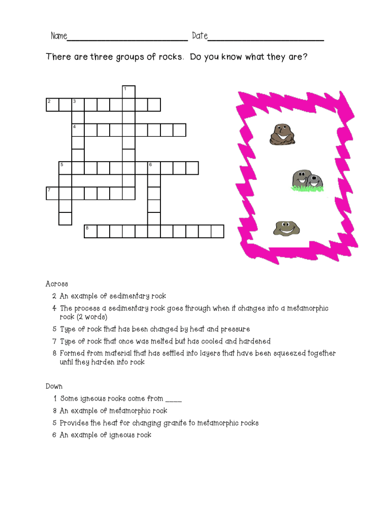 Rock Types Worksheet: Igneous, Sedimentary, Metamorphic