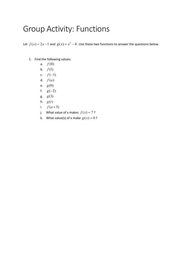 Group Activity 3 Functions