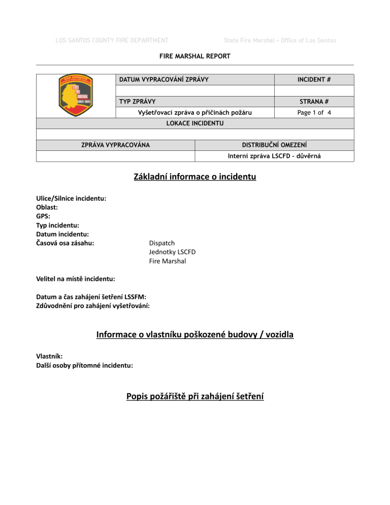 Fire Investigation Report