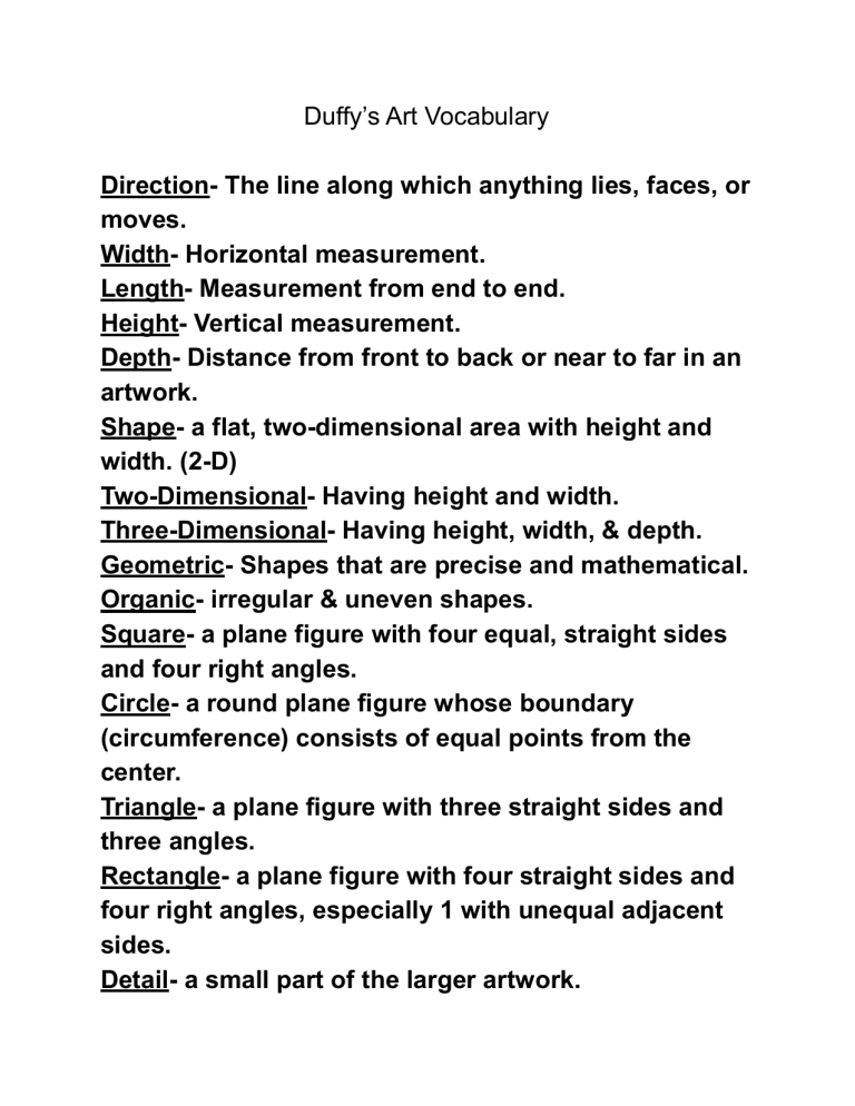 Elements & Principles Vocabulary