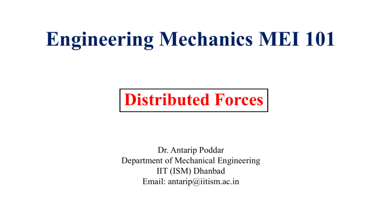 Chap. 9 - Distributed Forces (1)