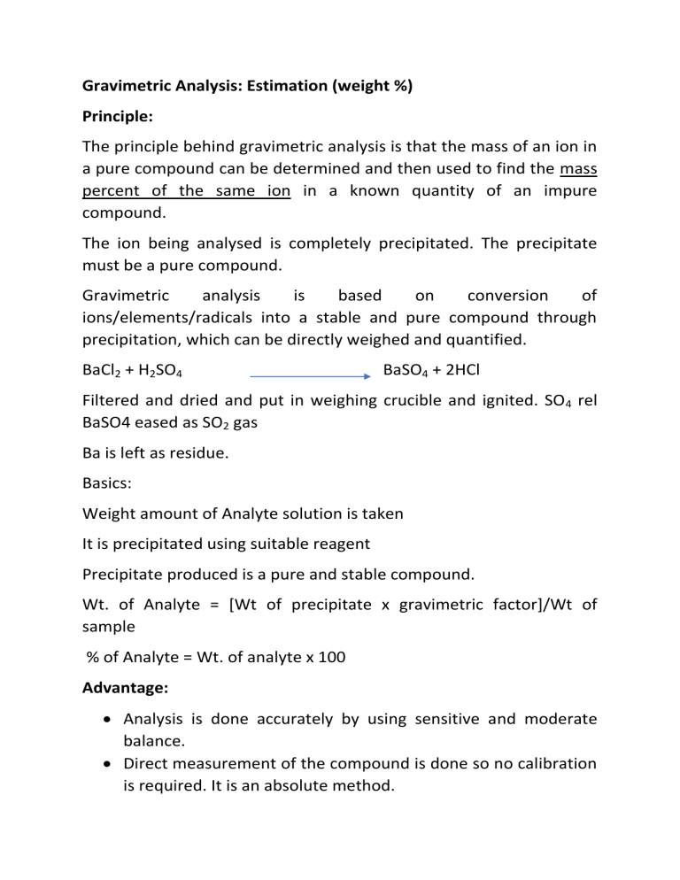 Gravimetric Analysis MSc-I Envsc drtripti