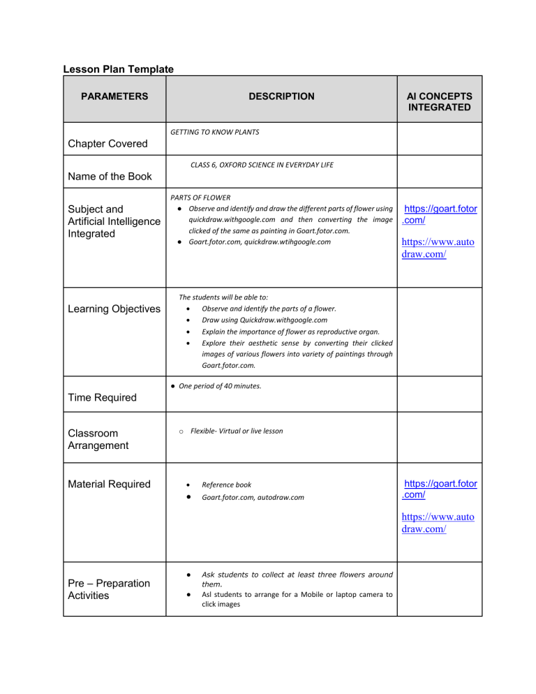 Articial intelligence Lesson PLan