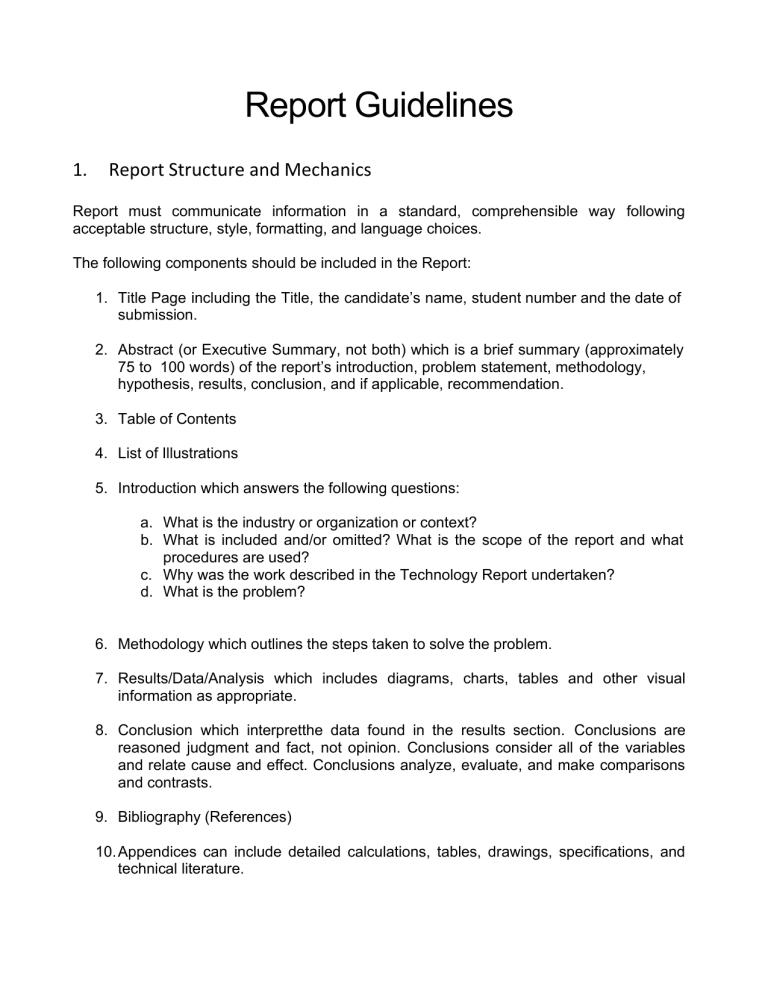 Technology Report Guidelines: Structure & Content