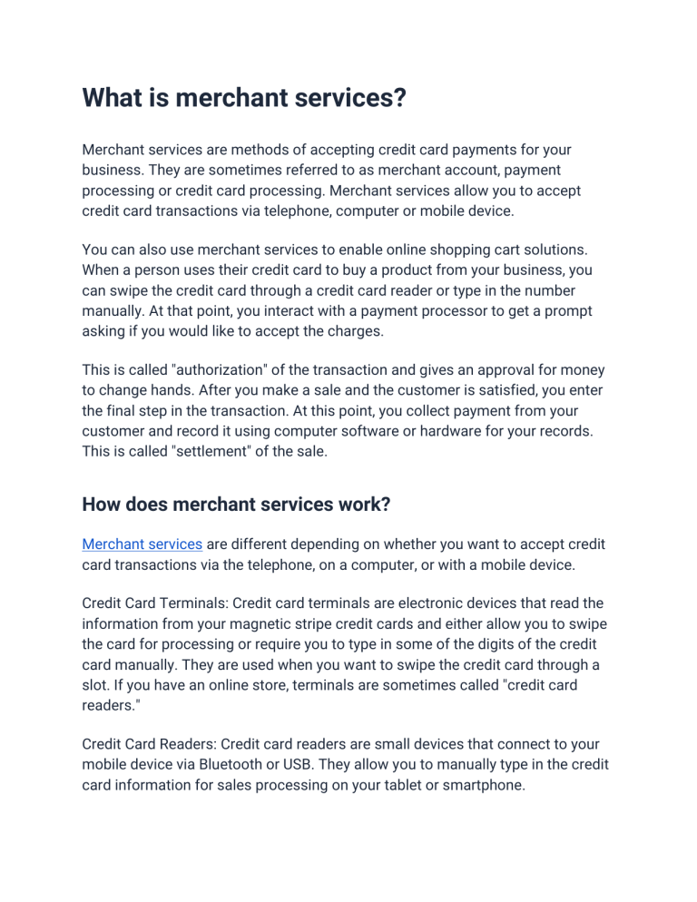 What are Merchant Services? Payment Processing Explained